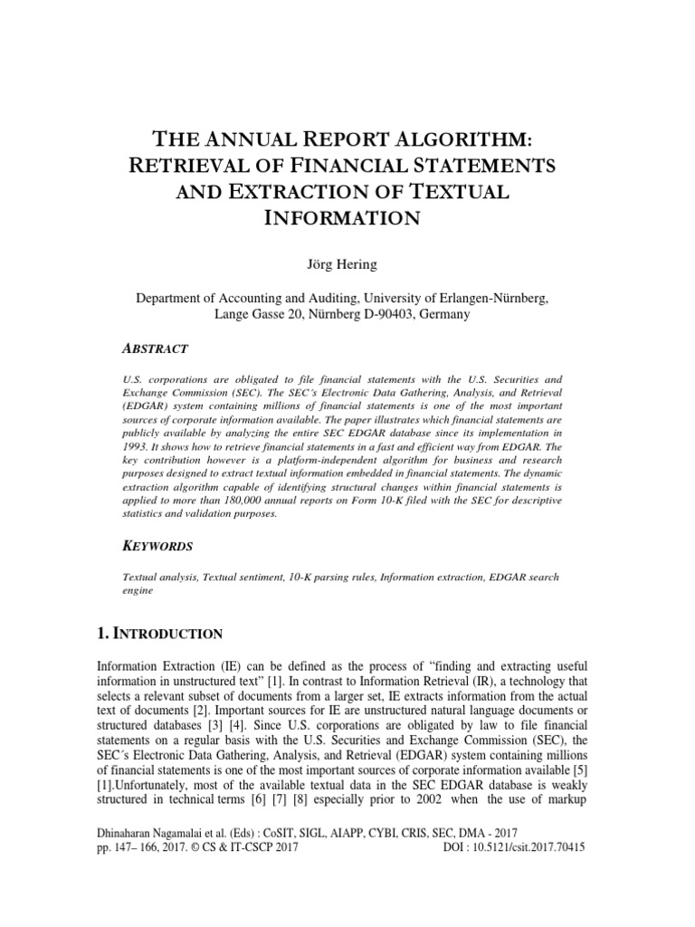 The Annual Report Algorithm: Retrieval of Financial Statements and ...