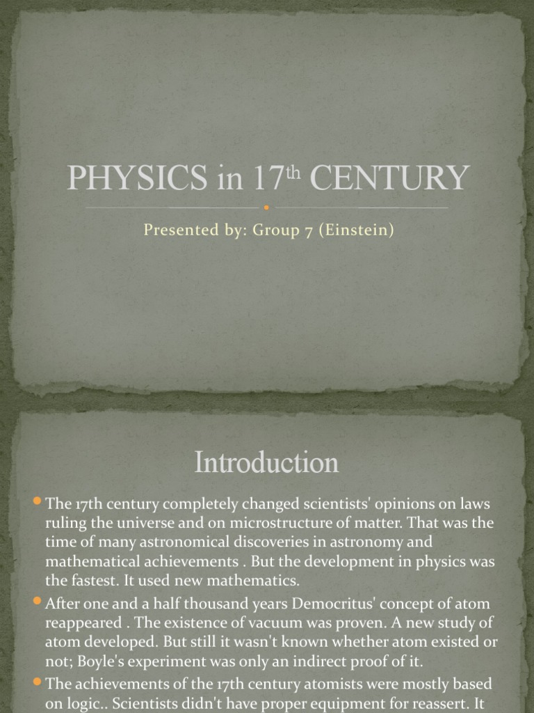 Physics in 17th Century | PDF | Physics | Natural Sciences
