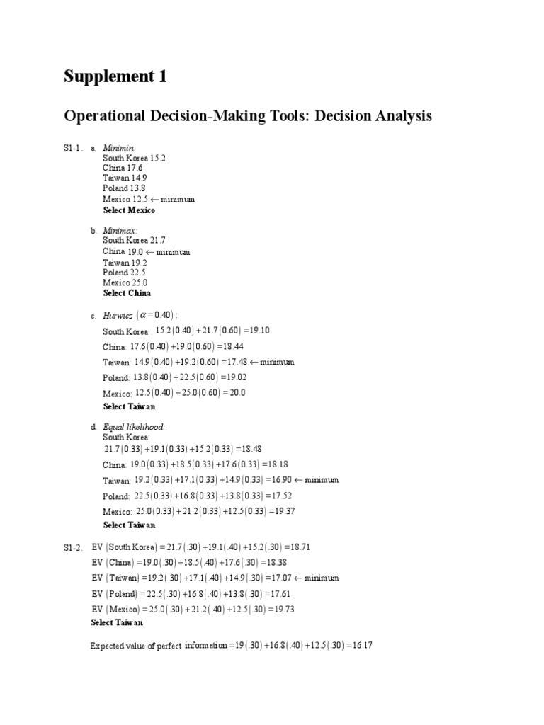Operations Management Chapter 1 Supplement Solutions | PDF | Business | Teaching Mathematics