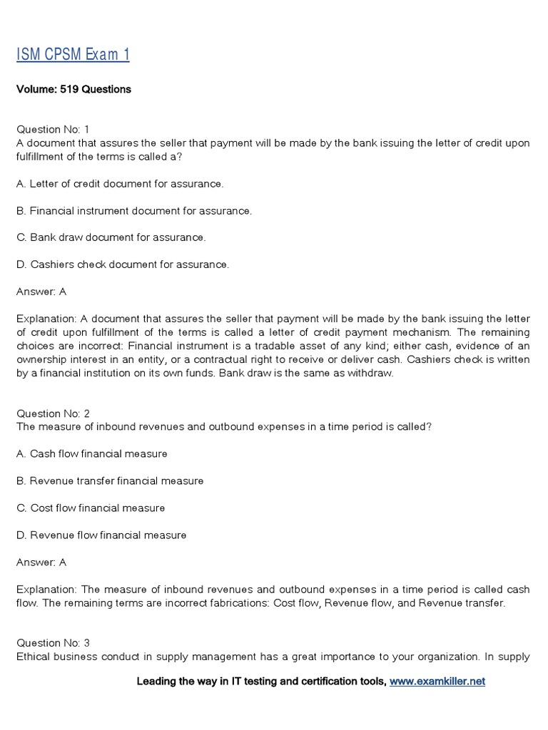 Ism CPSM Exam 1 | PDF | Supply Chain | Strategic Management