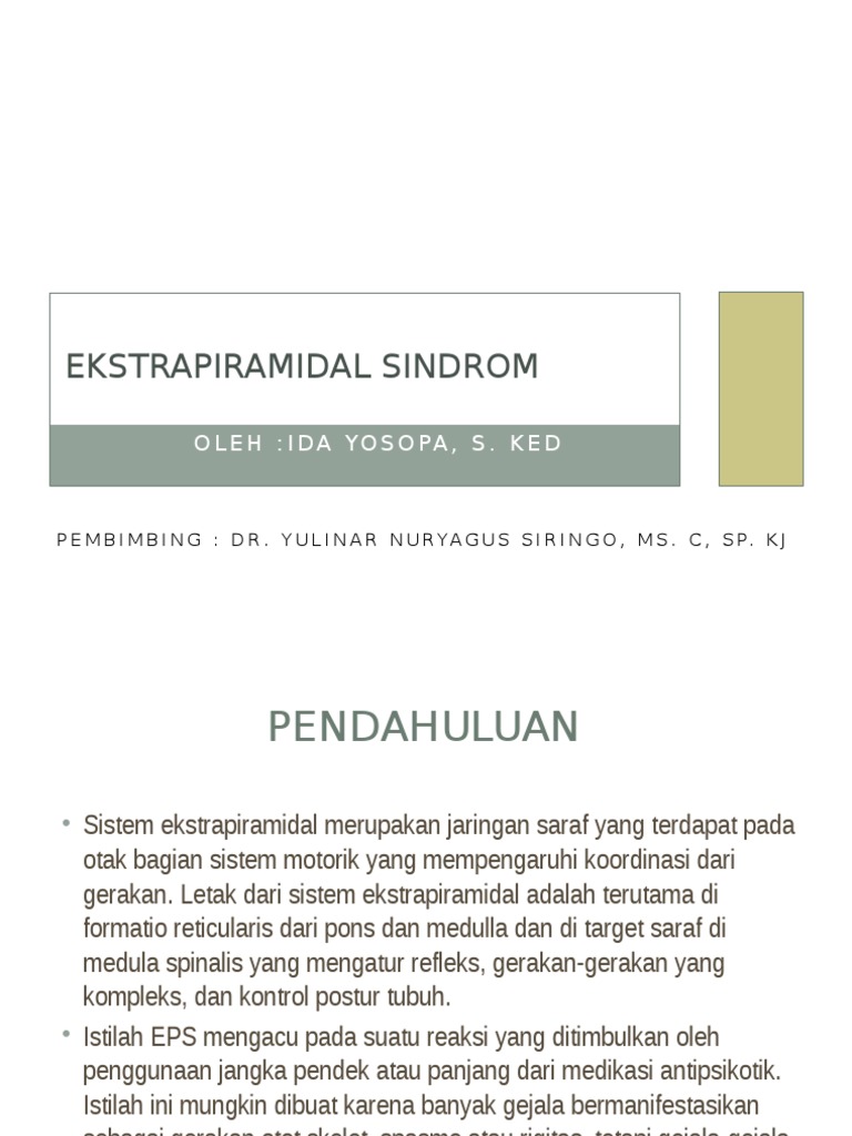 Gejala dan Penanganan Sindrom Ekstrapiramidal | PDF