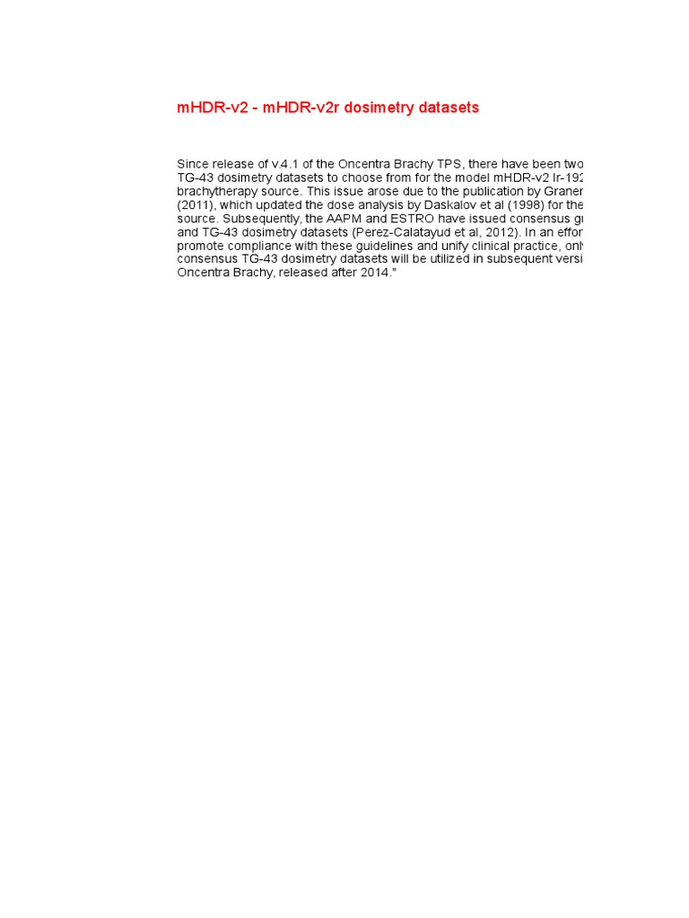 192ir HDR Nucletron MHDR v2 | PDF | Dosimetry | Nature