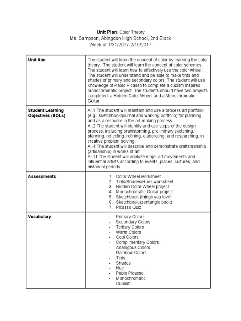 Unitplancolortheory | PDF | Color | Vision