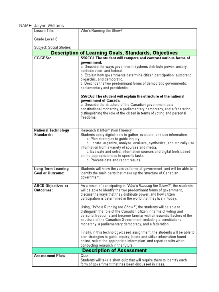 Lesson Plan Ss | PDF | Forms Of Government | Democracy