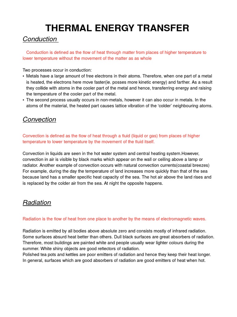 Thermal Energy Notes! | PDF | Electromagnetic Radiation | Thermal ...