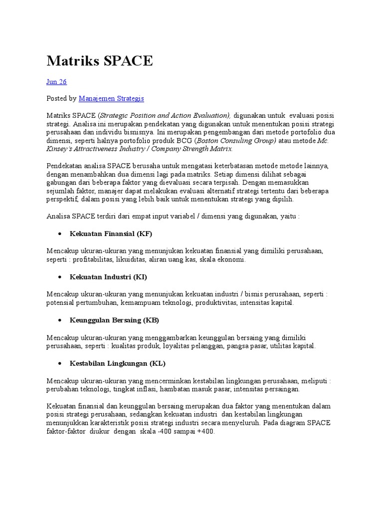 Matriks Space 1 | PDF | Bisnis
