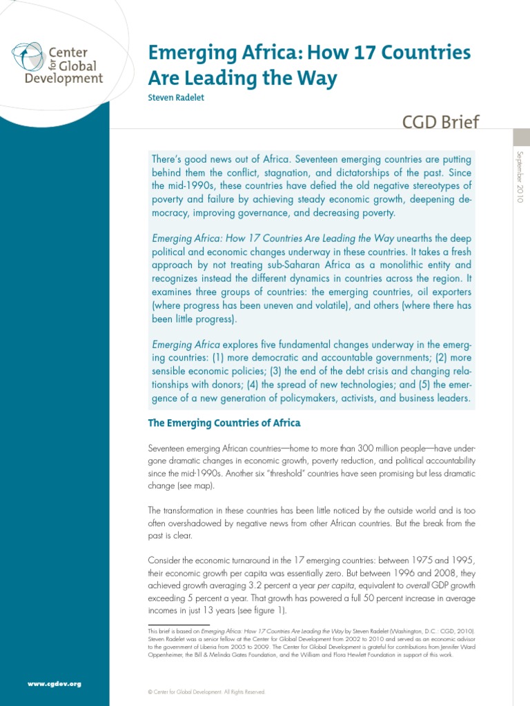 Emerging Africa: How 17 Countries Are Leading The Way: CGD Brief | PDF ...