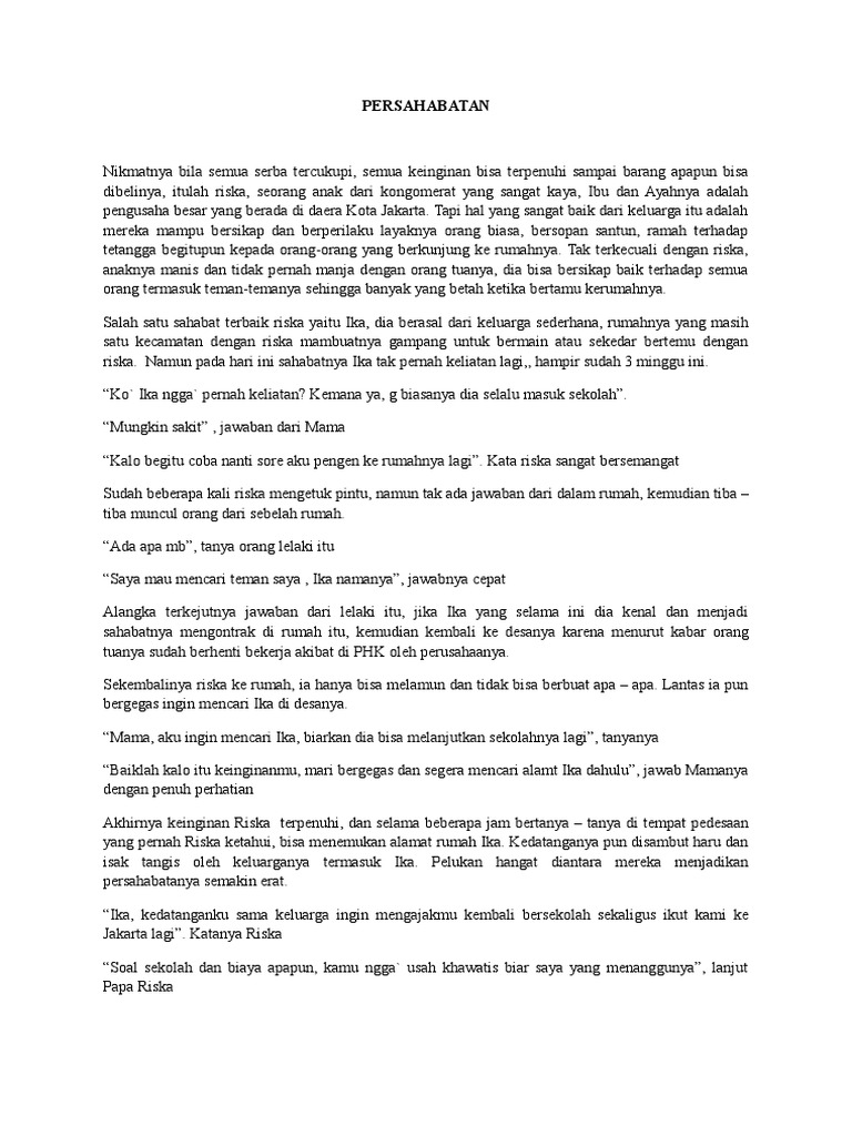 5 Cerpen Persahabatan 2 | PDF