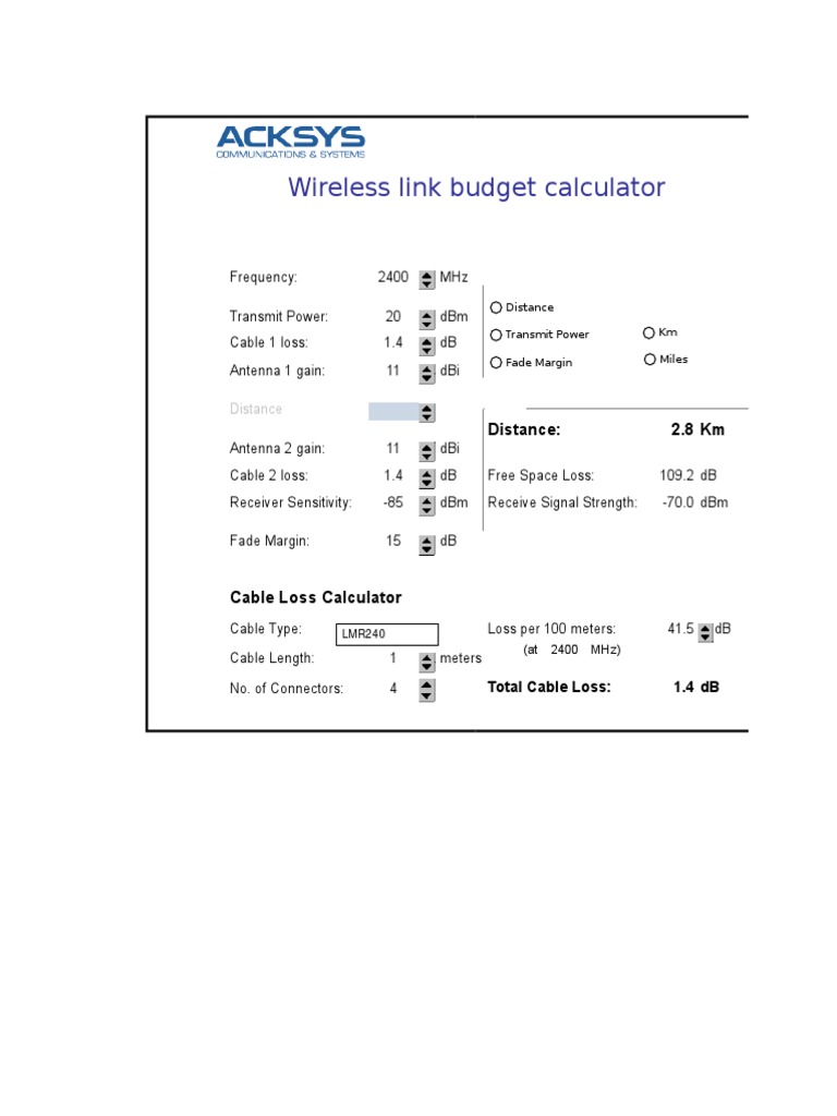 Wireless Link Budget Tool | PDF