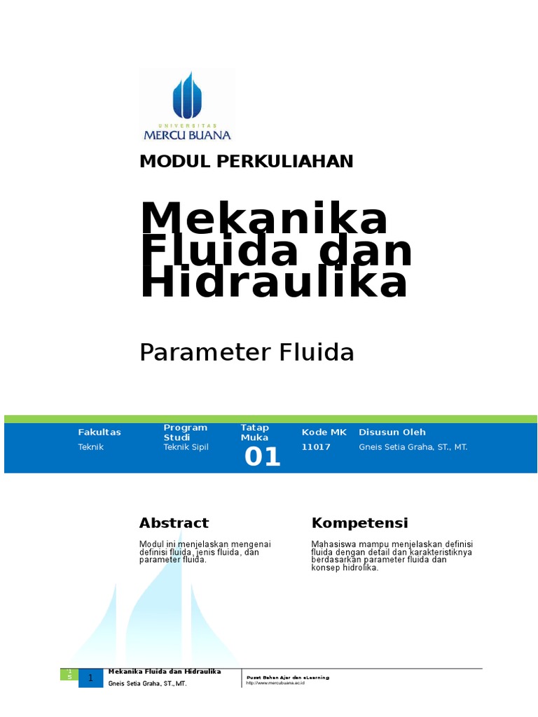 MEKANIKA FLUIDA - Modul Ke-1 | PDF | Sains & Matematika
