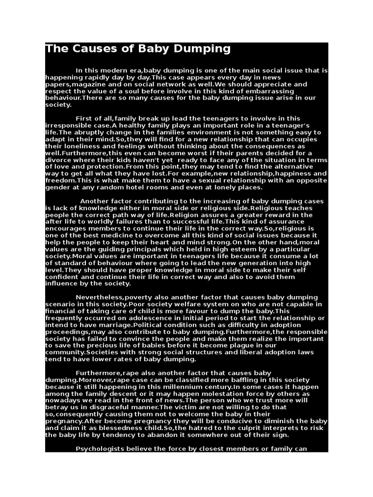The Social and Psychological Causes of Baby Dumping in Modern Society | PDF | Adolescence | Adoption