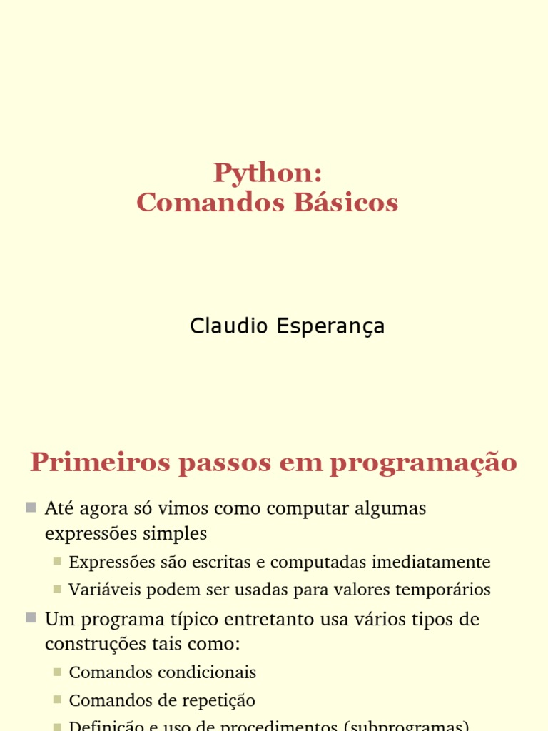Python: Comandos Básicos e Exercícios | PDF | Python (linguagem de ...