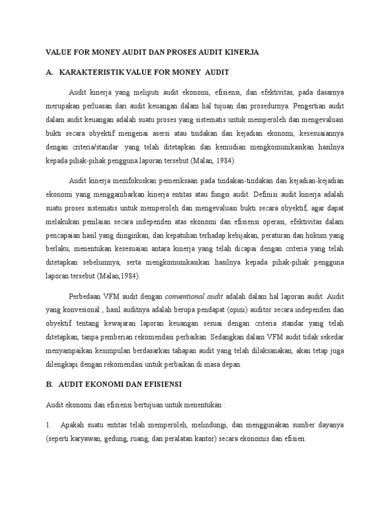 Arti Value for Money dalam Audit Kinerja | PDF