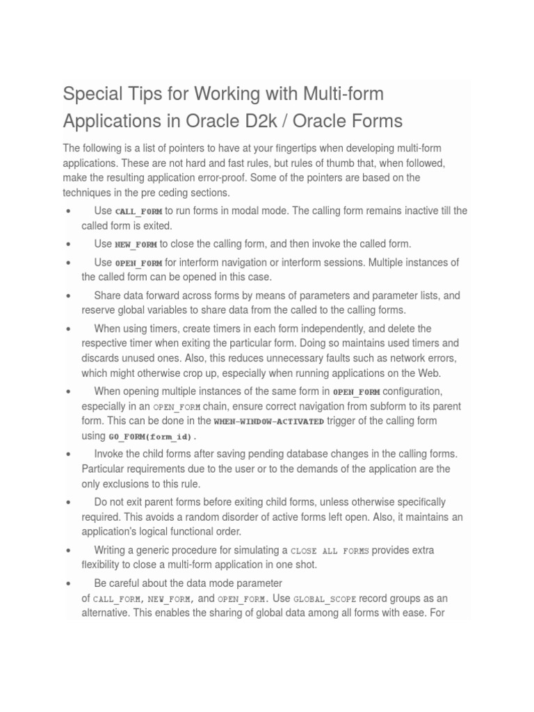 Special Tips For Working With Forms | PDF