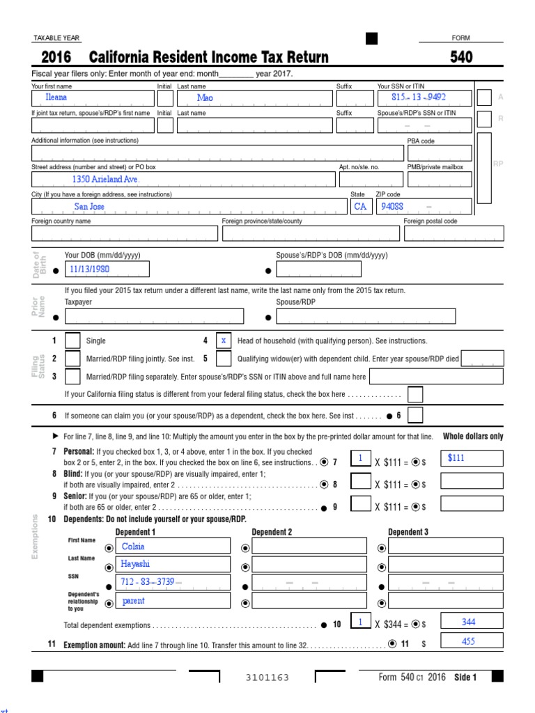 540 Final | PDF | Tax Refund | Earned Income Tax Credit
