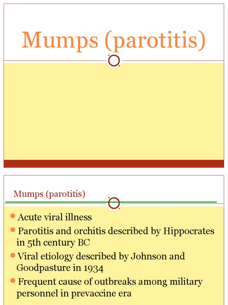 Mumps (Parotitis) | PDF | Viral Diseases | Medicine