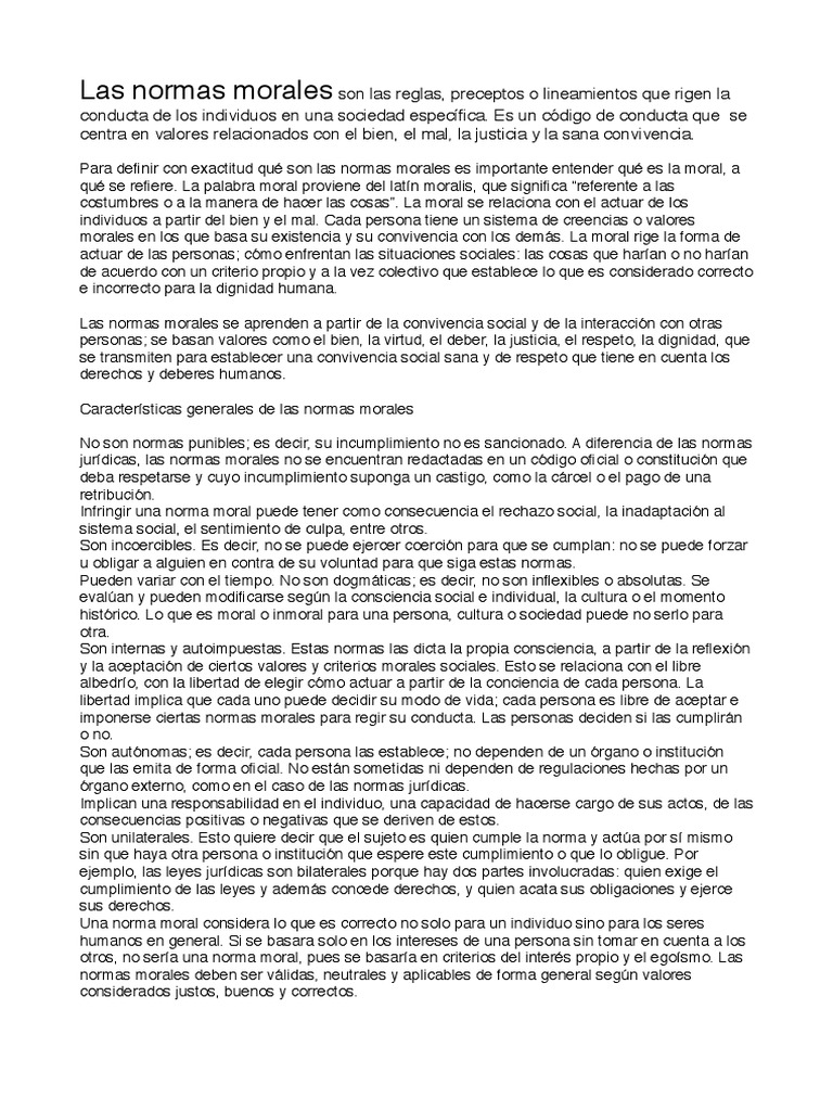 Normas Morales.pdf | Moralidad | Instituciones sociales