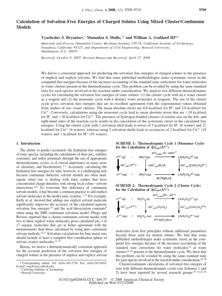 Calculation of Solvation Free Energies of Charged Solutes Using Mixed ...