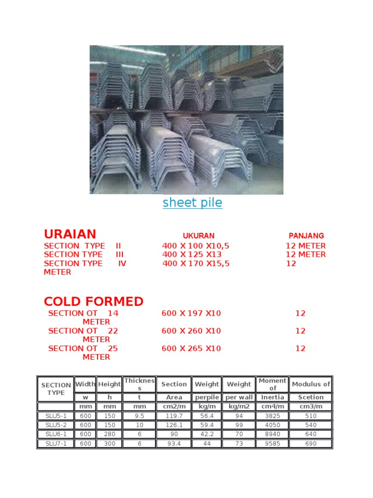 Spesifikasi Sheet Pile | PDF