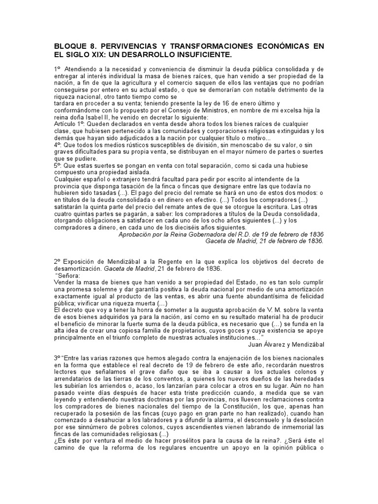 Bloque 8 Pervivencia y Transformaciones Económicas | PDF | Deuda gubernamental | Propiedad