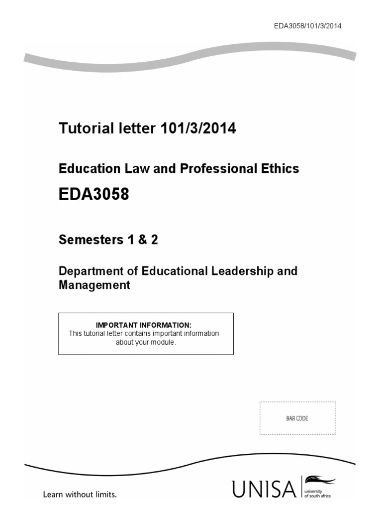 Tutorial Letter 101 2014 - EDA3058 | PDF | Profession | Test (Assessment)