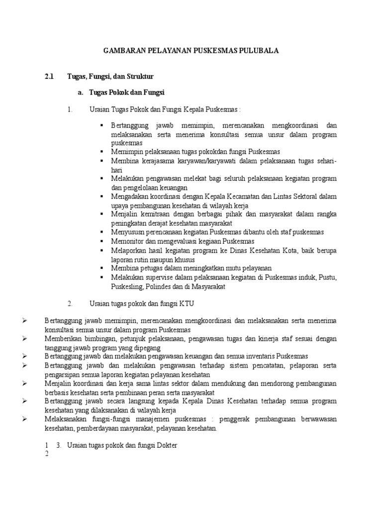 Gambaran Pelayanan Puskesmas Pulubala | PDF