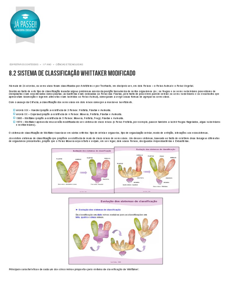 Classificação de Whittaker | PDF | Plantas | Taxa