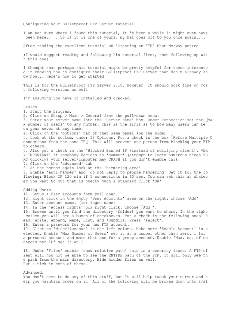 Bulletproof Ftp Server Tutorial Pdf File Transfer Protocol Port Computer Networking
