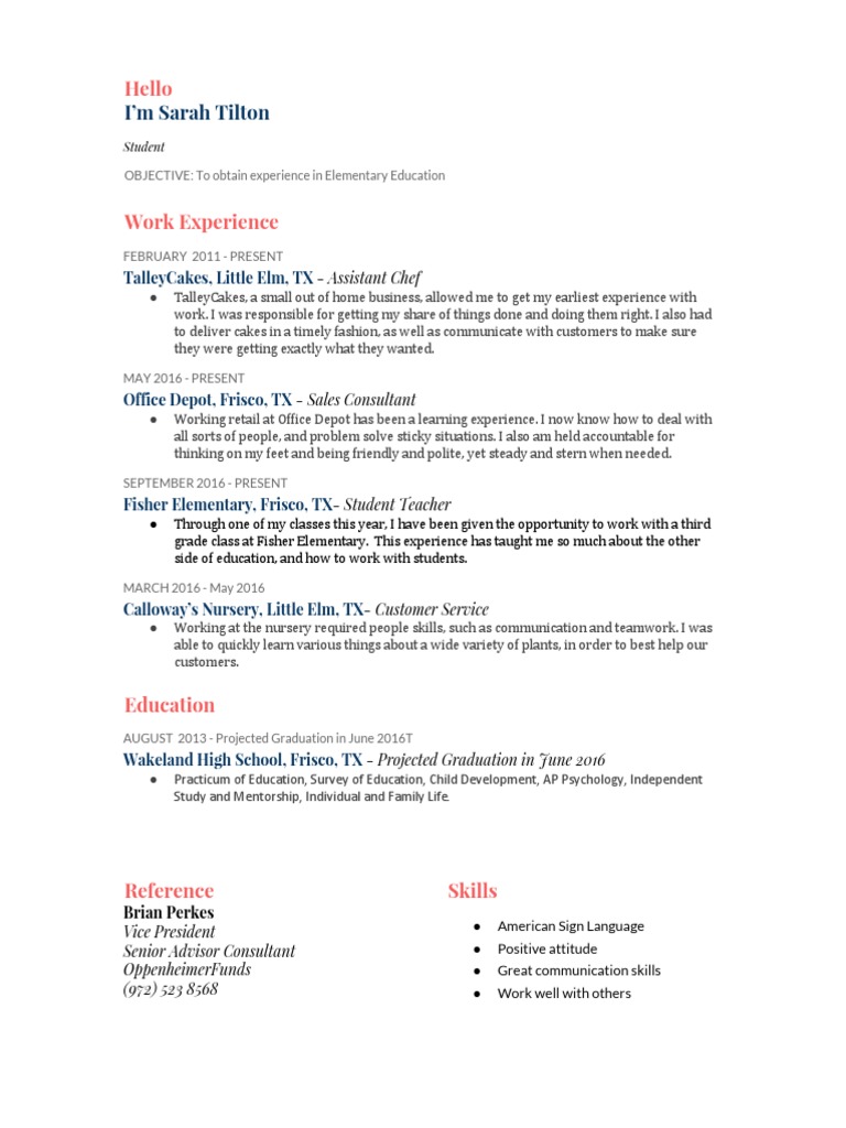 I'm Sarah Tilton: Hello | PDF | Career & Growth