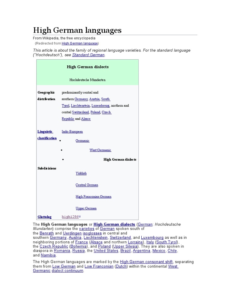 High German Languages | PDF | German Language | Linguistics