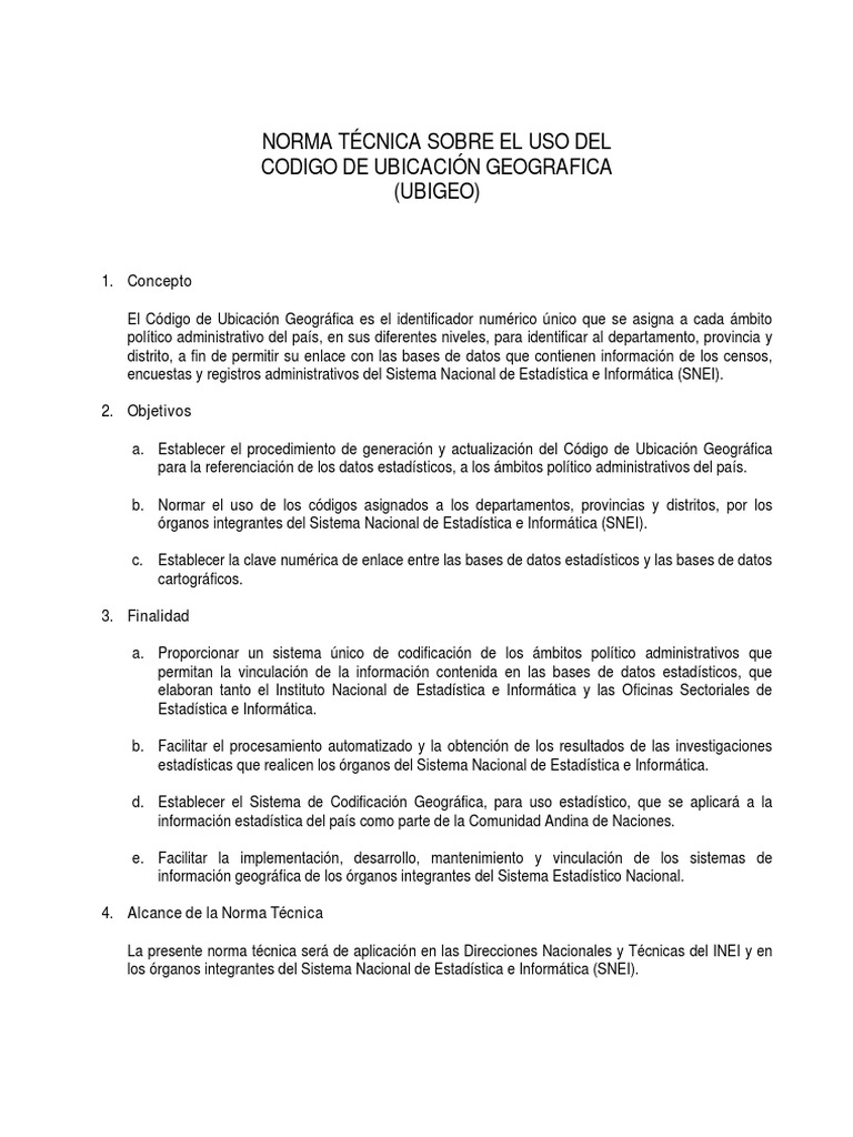 Códigos UBIGEO (CEP) PDF | PDF