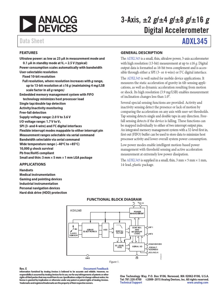 ADXL345 | PDF | Accelerometer | Bandwidth (Signal Processing)
