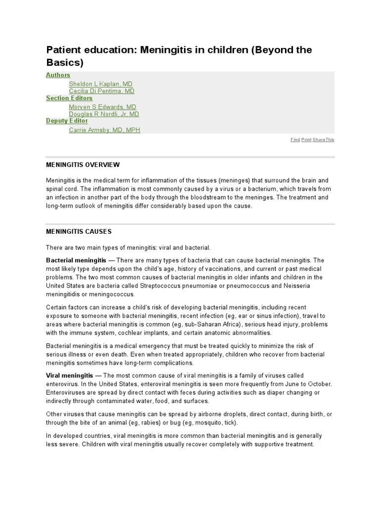 Meningitis Pediatric | Meningitis | Vaccines