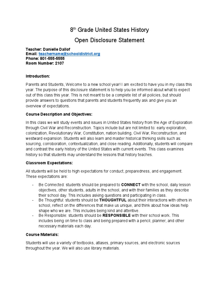 Classroom Disclosure | PDF