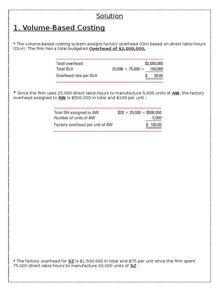 Volume-Based Costing: Solution | PDF