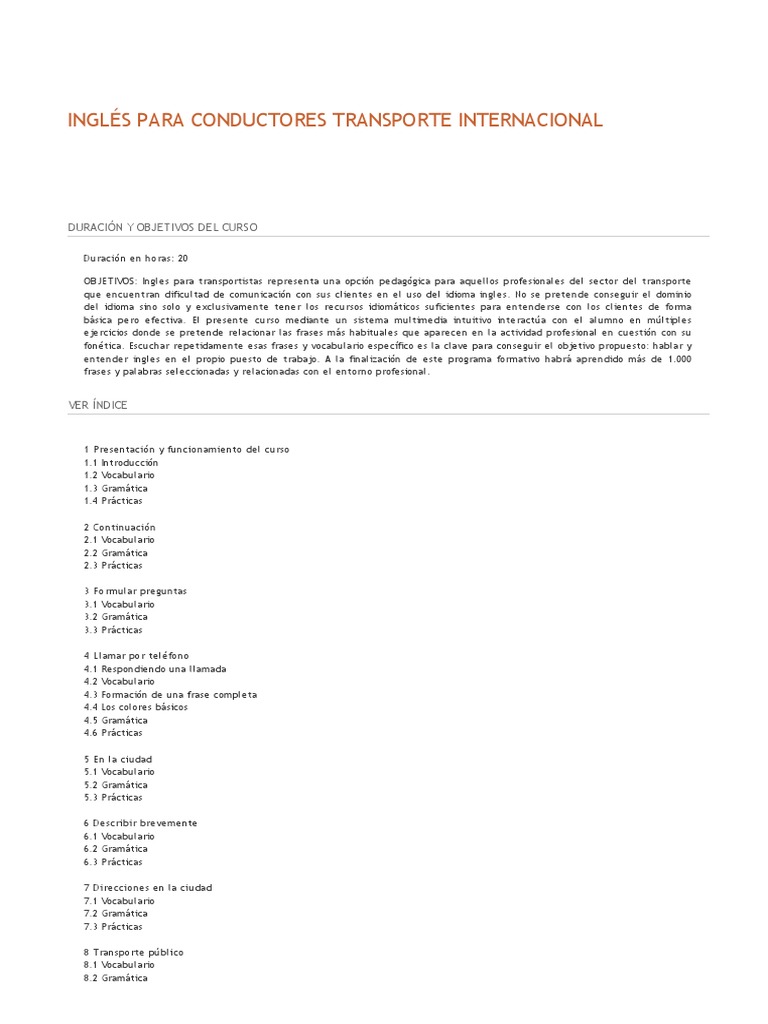 Inglés para Camioneros: Curso Básico | PDF | Semiótica | Comunicación