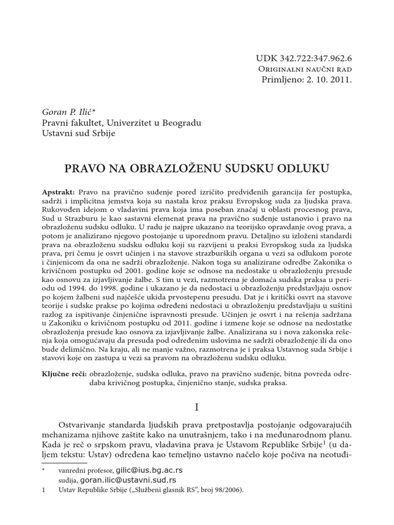 Sudska Praksa Analiza Presuda Krivicna PDF | PDF