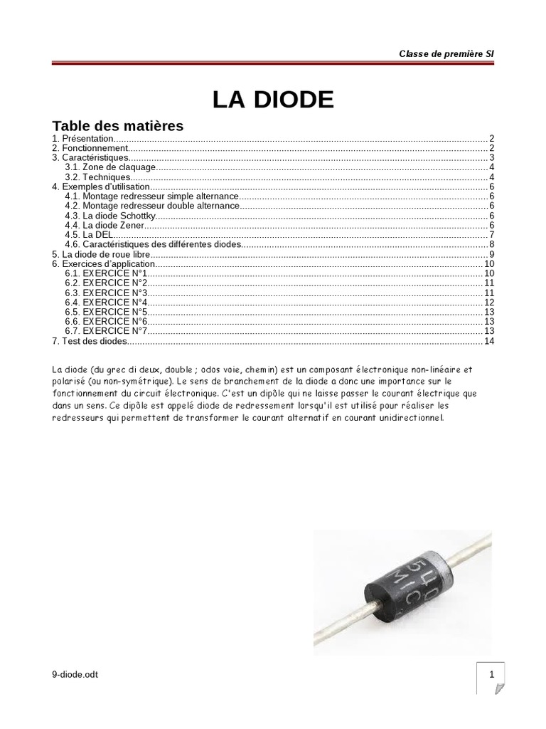Caractéristiques et applications des diodes | PDF | Diode | Redresseur