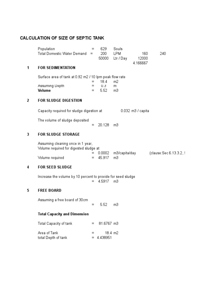 Calculation of Septic Tank & Sock Pit | Septic Tank | Sewage Treatment