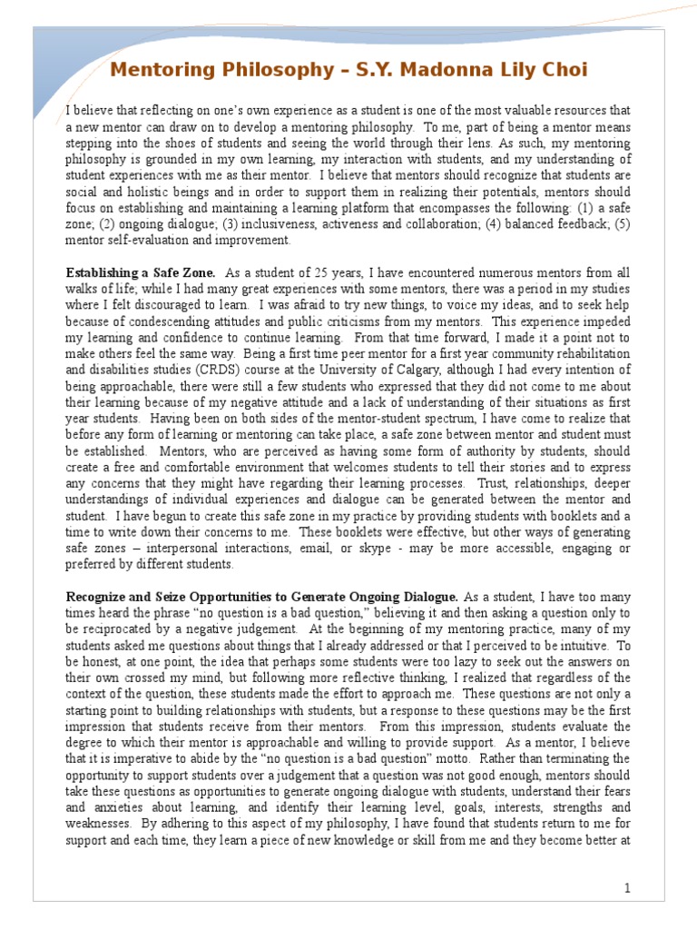 Lilys Mentoring Philosophy | PDF