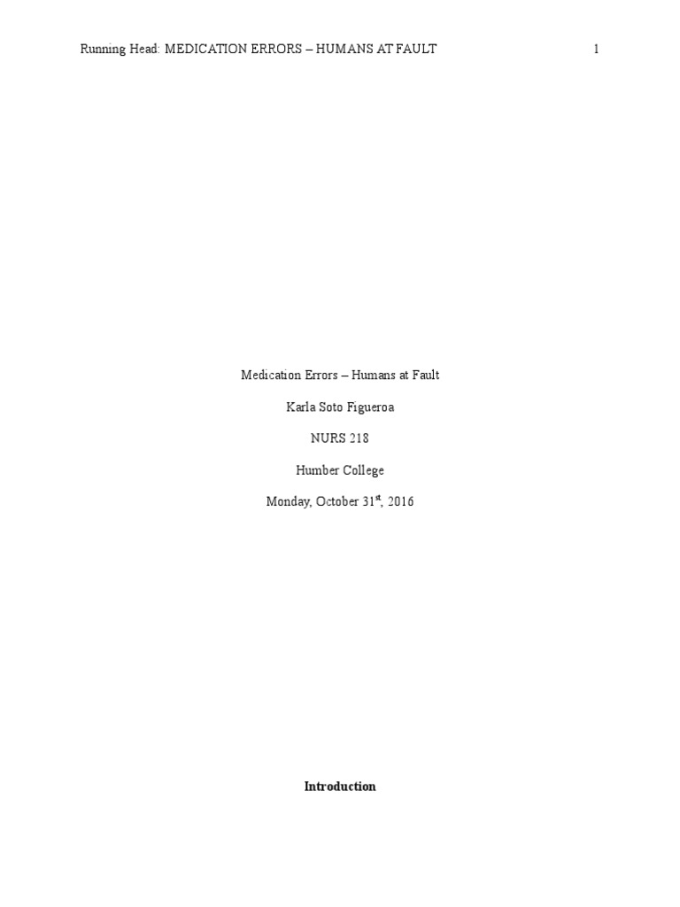 Nurs 218 Assignment Pdf Medical Error Patient Safety 