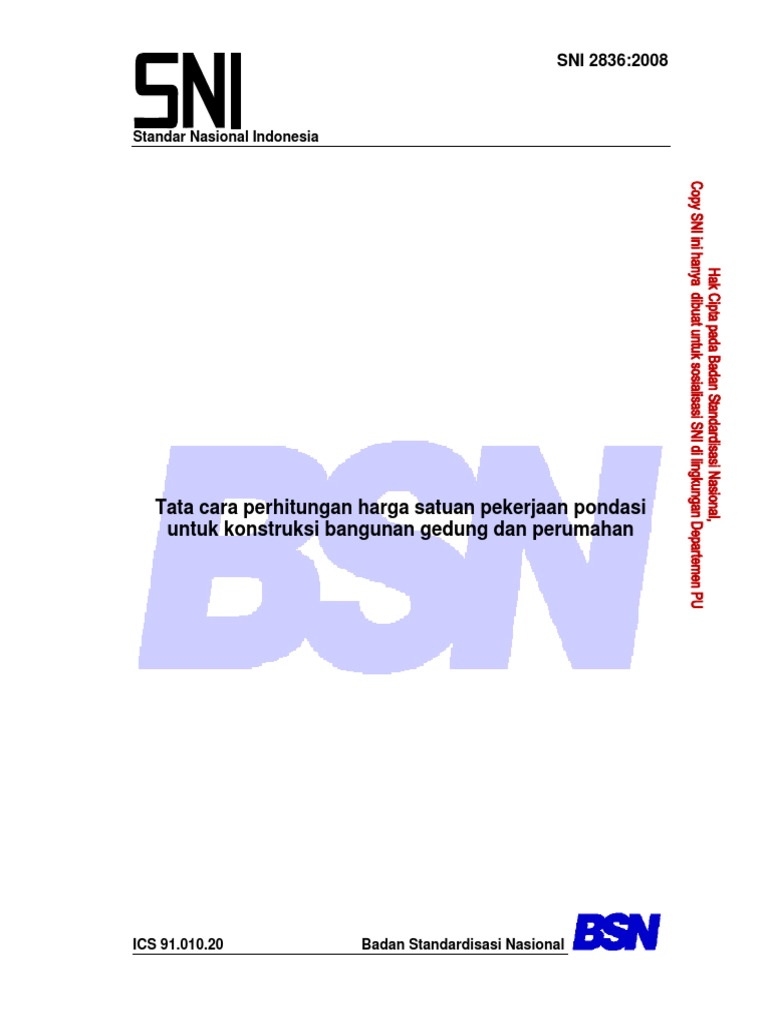 SNI 2836 2008 HSP Pondasi PDF | PDF | Sains & Matematika | Teknologi & Rekayasa
