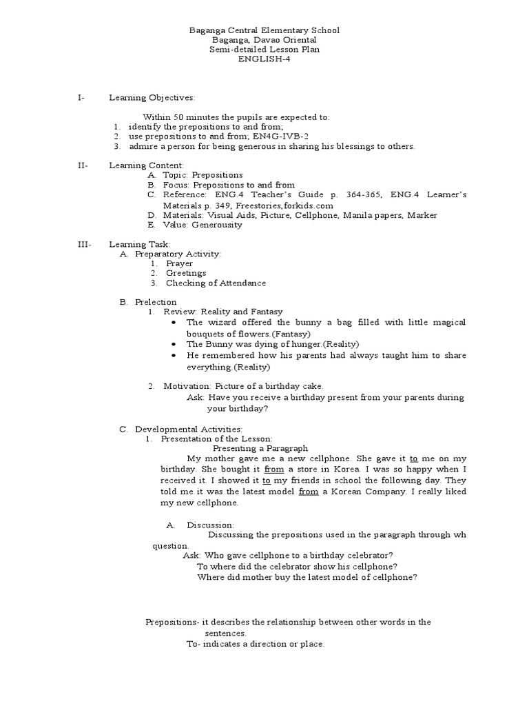 Semi Detailed Lesson Plan.docx | Lesson Plan | Teaching