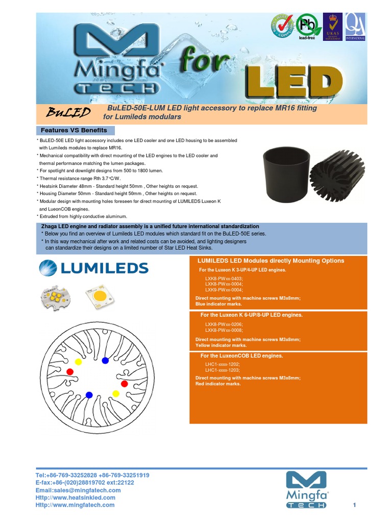 BuLED-50E-LUM LED Light Accessory To Replace MR16 Fitting For Lumileds ...