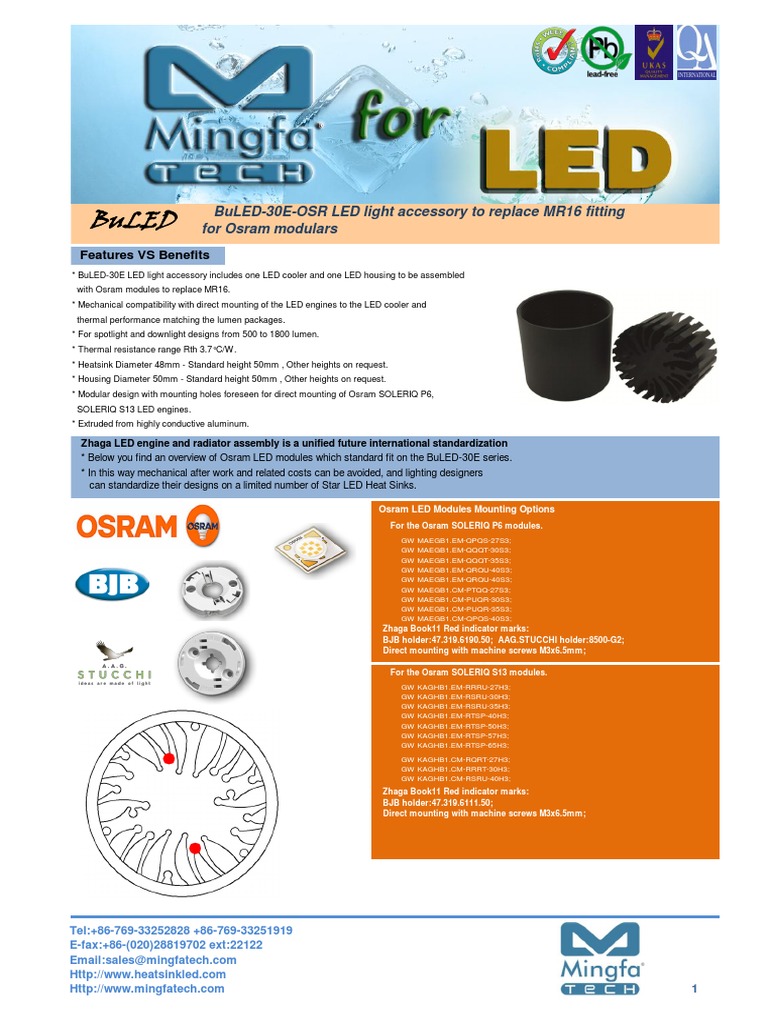 BuLED-50E-OSR LED Light Accessory To Replace MR16 Fitting For Osram ...