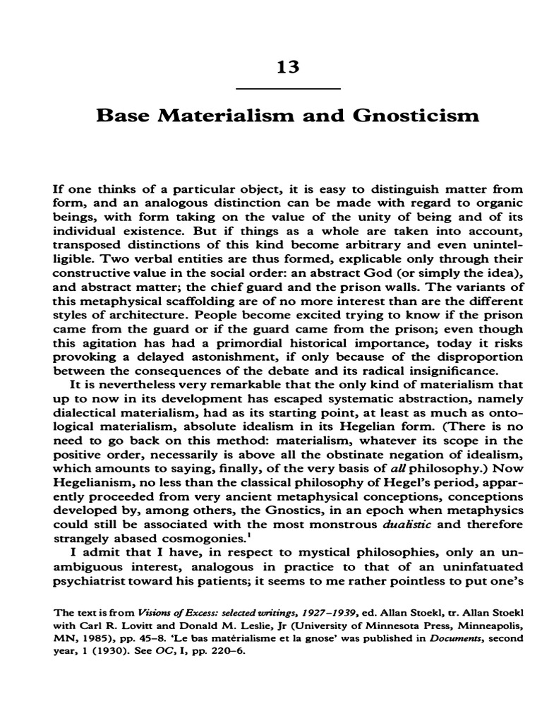 Base Materialism and Gnosticism | PDF | Gnosticism | Idealism