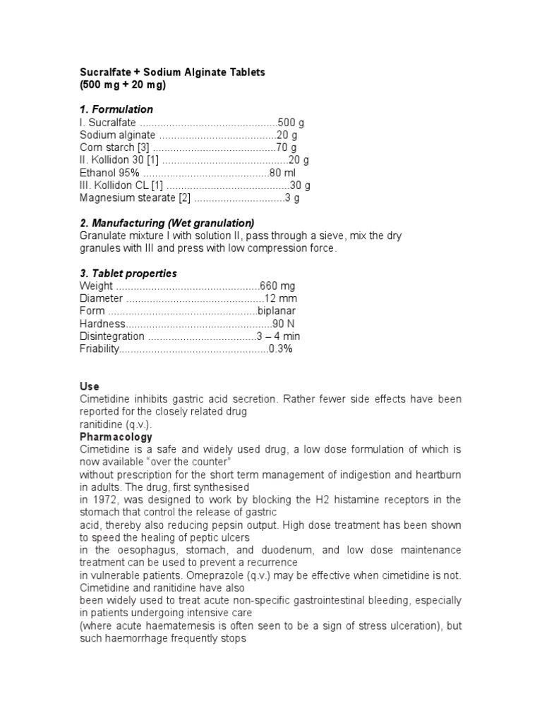 Sucralfate | PDF | Tablet (Pharmacy) | Drugs