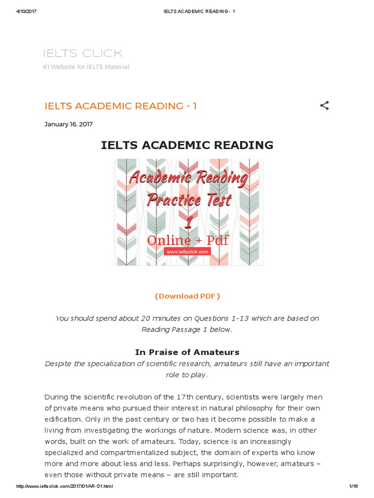 Ielts Academic Reading - 1 | PDF | Literacy | Bridge