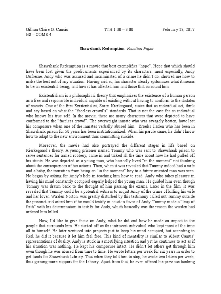 Philo Reaction Paper | Download Free PDF | Existentialism | Prison