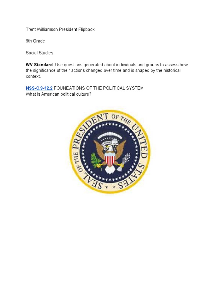 Trent Williamson President Flipbook 9th Grade Social Studies | PDF ...